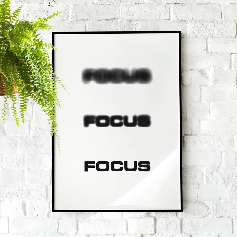 Focus Motivational Poster, Wall Art, Minimalist, Home Office, Gym ...