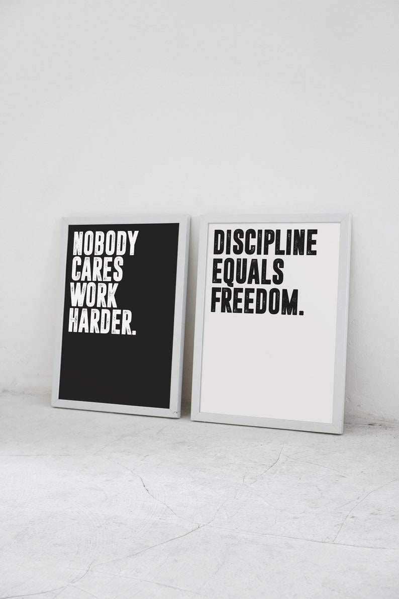Jocko Willink Set of 2 Motivational Wall Art | Nobody Cares Work Harder ...