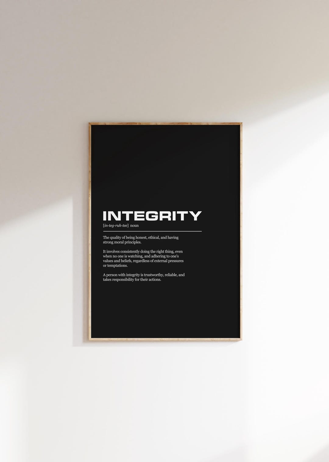 Integrity Definition Inspirational Office Poster Wall Art Print ...