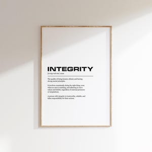 Integrity Definition Inspirational Office Poster Wall Art Print ...