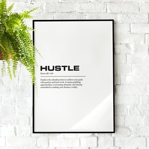 Hustle Definition Inspirational Office Poster Wall Art Print ...