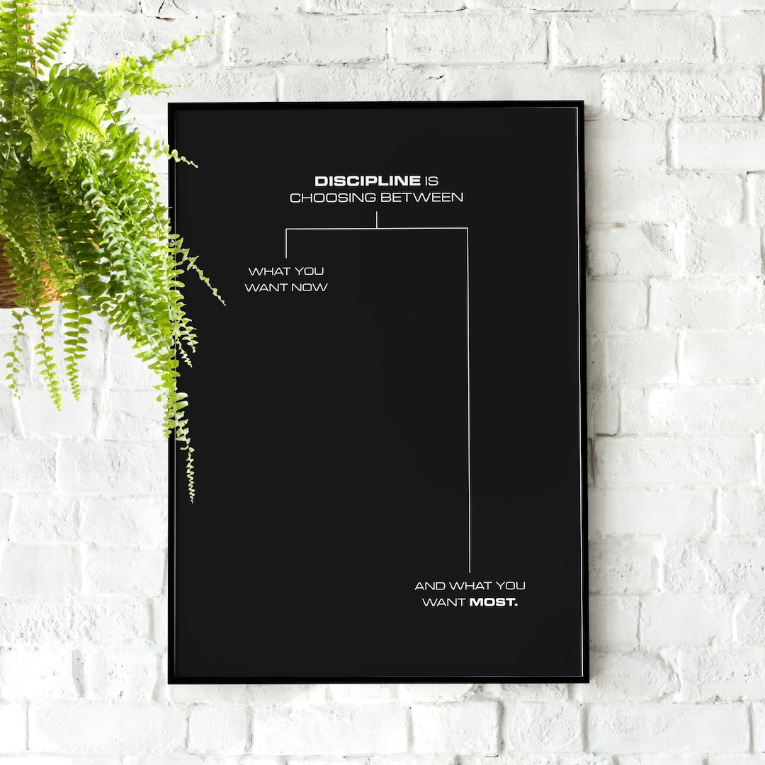 Discipline is Choosing Between | Motivational Poster, Wall Art ...