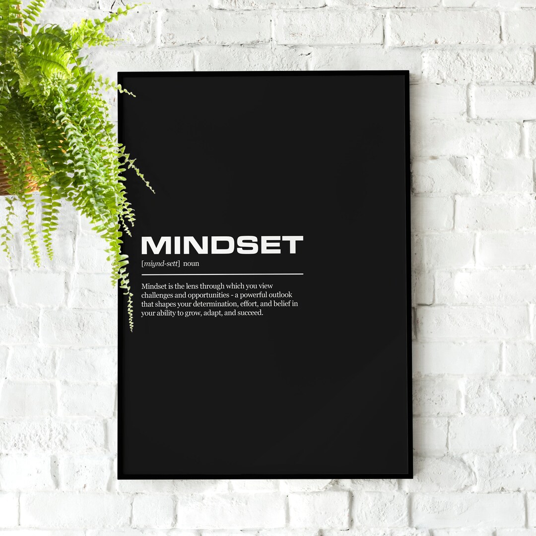 Mindset Definition Inspirational Office Poster Wall Art Print ...