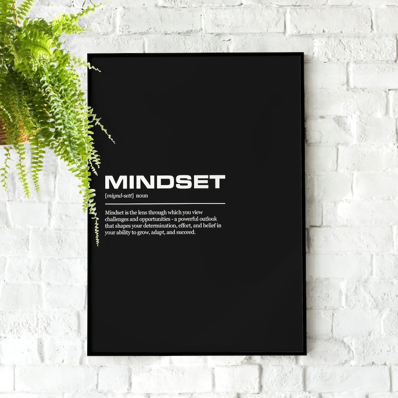 Mindset Definition Inspirational Office Poster Wall Art Print ...
