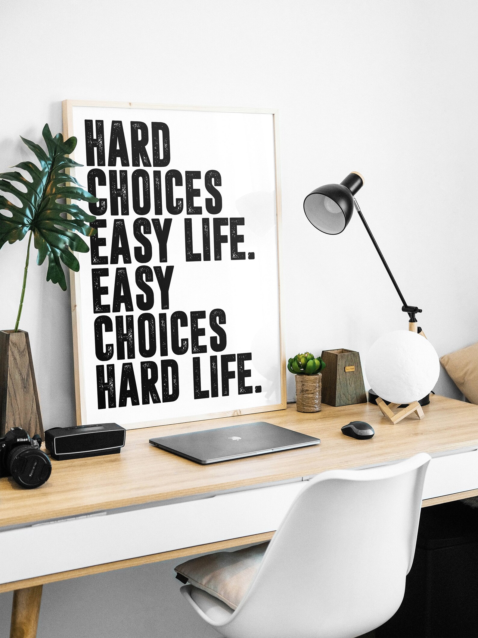 Hard Choices Easy Life Wall Art Quote, Minimalist, Wall Art ...