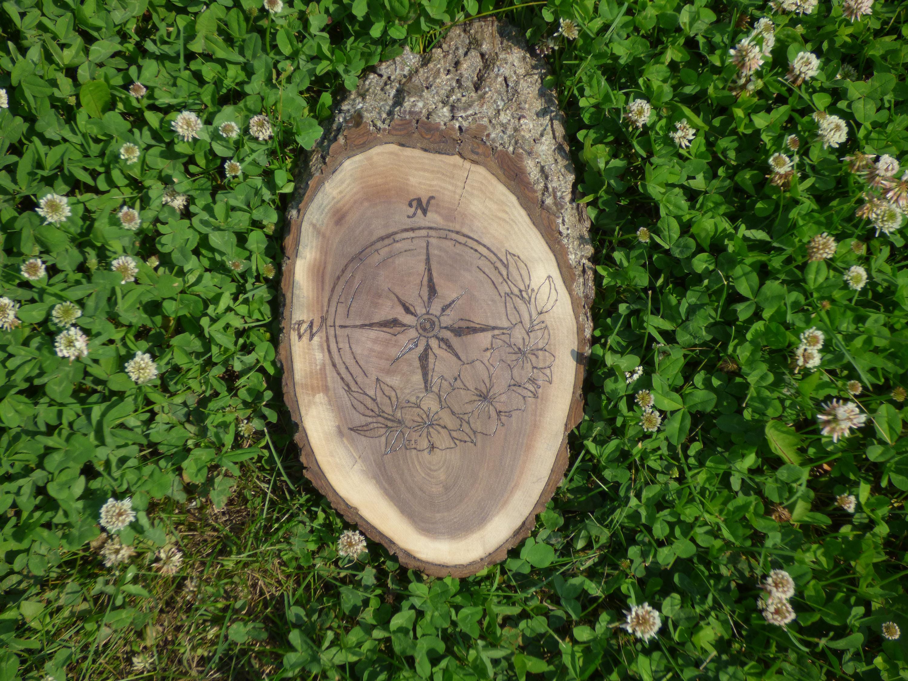 Compass Rose Woodburning (oak Wood) - Etsy