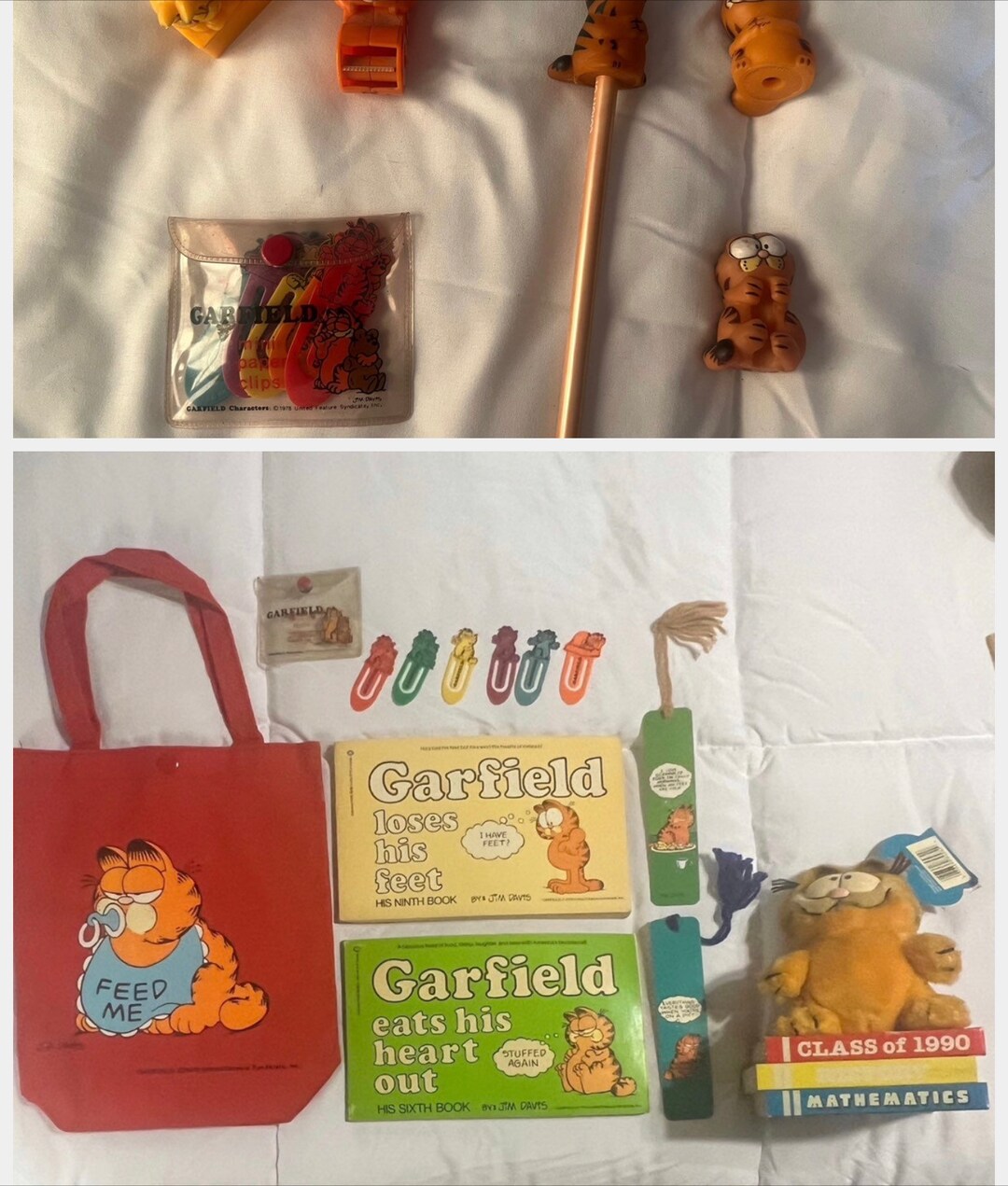Vintage Garfield Office/ School Supplies, Bag, Pencil Toppers, Class of ...