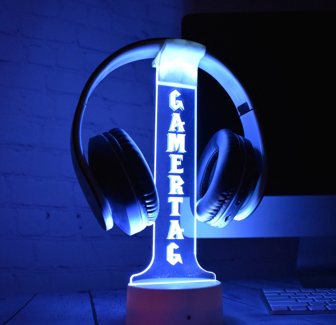 Custom Gamertag Light Sign Headset Holder, Personalized Headset Stand ...