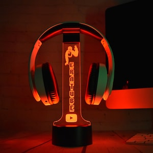Personalized Headphone Stand, Custom Gamertag Light Sign Headset Holder ...
