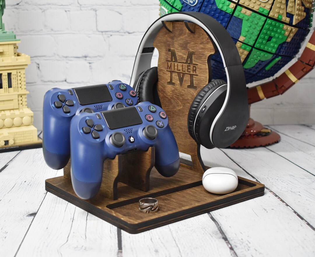 Wooden Headphones and Controller Stand, Personalized Gift, Headset ...