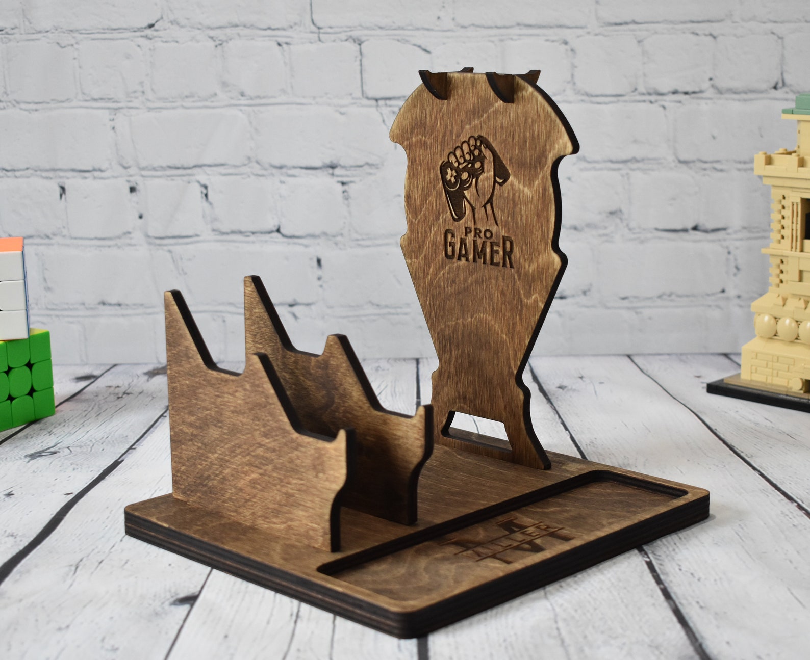 Wooden Headphones and Controller Stand, Personalized Gift, Headset ...