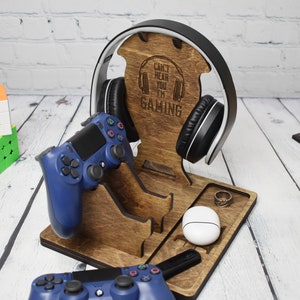 Wooden Headphones and Controller Stand, Personalized Gift, Headset ...