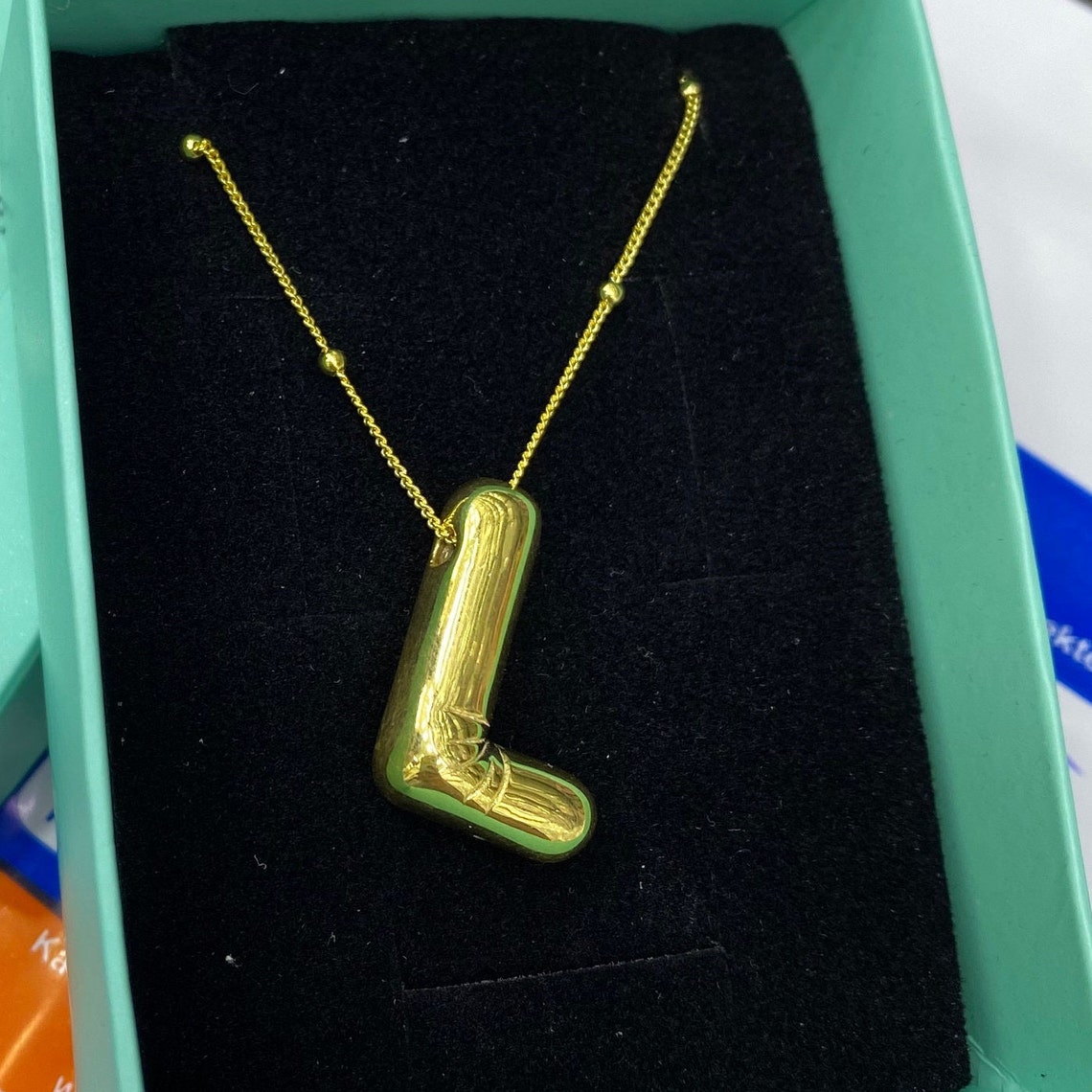 Customized Initial Bubble Letter Necklace 925 Sterling Silver - Etsy