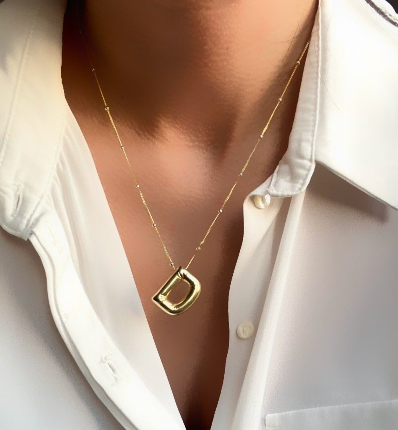 Customized Initial Bubble Letter Necklace 925 Sterling Silver - Etsy