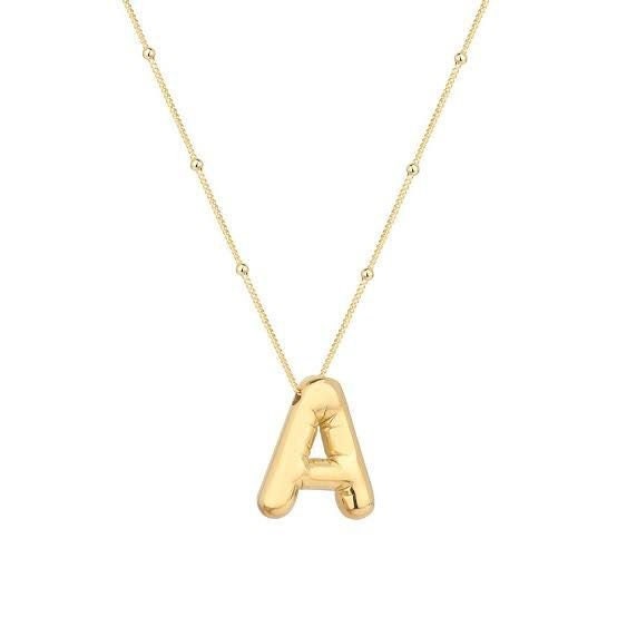Customized Initial Bubble Letter Necklace 925 Sterling Silver - Etsy