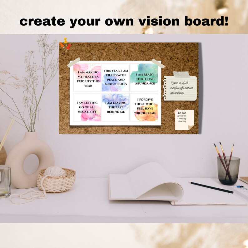 24 Printable New Year Affirmation Cards, New Year Goals, Positive ...