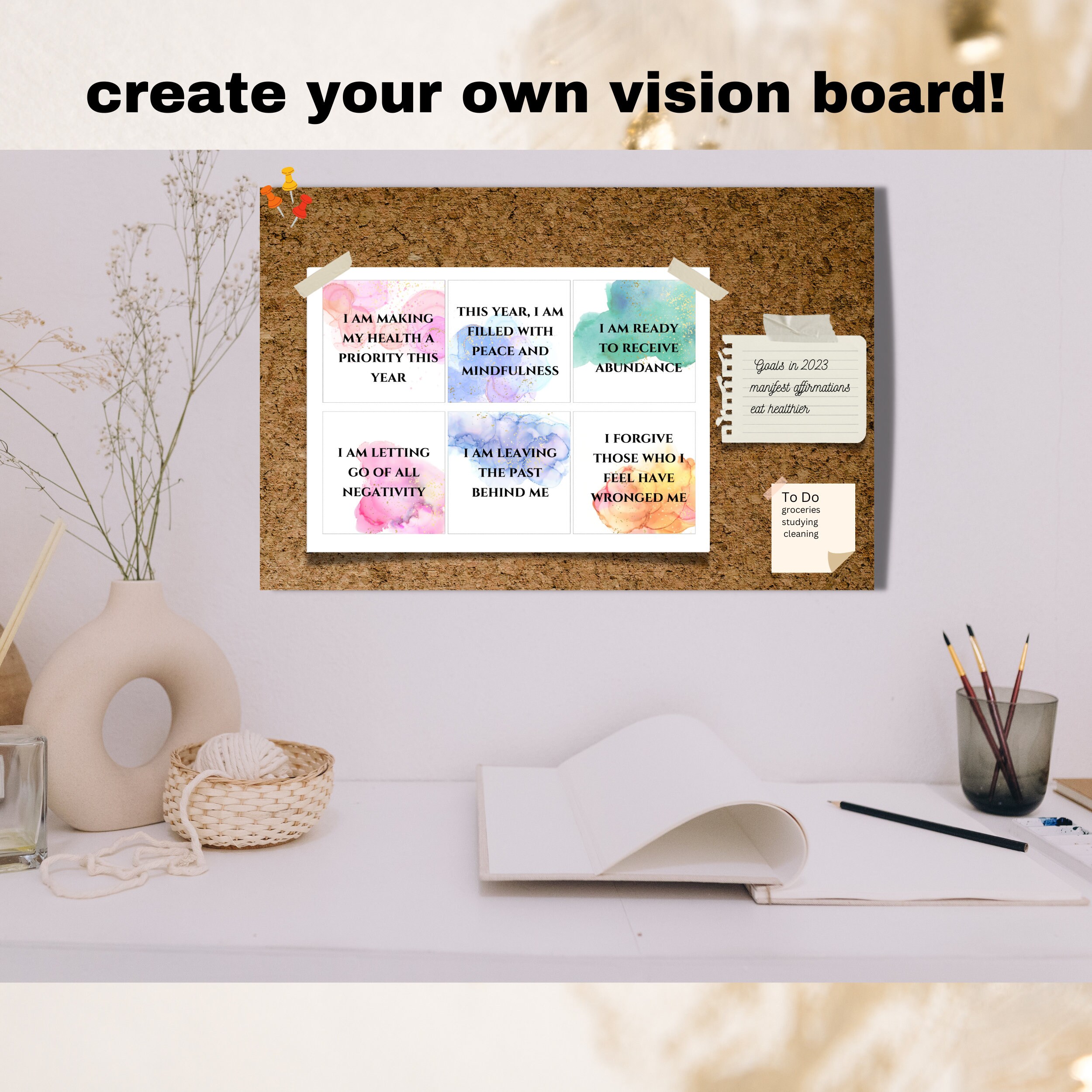 24 Printable New Year Affirmation Cards, New Year Goals, Positive ...