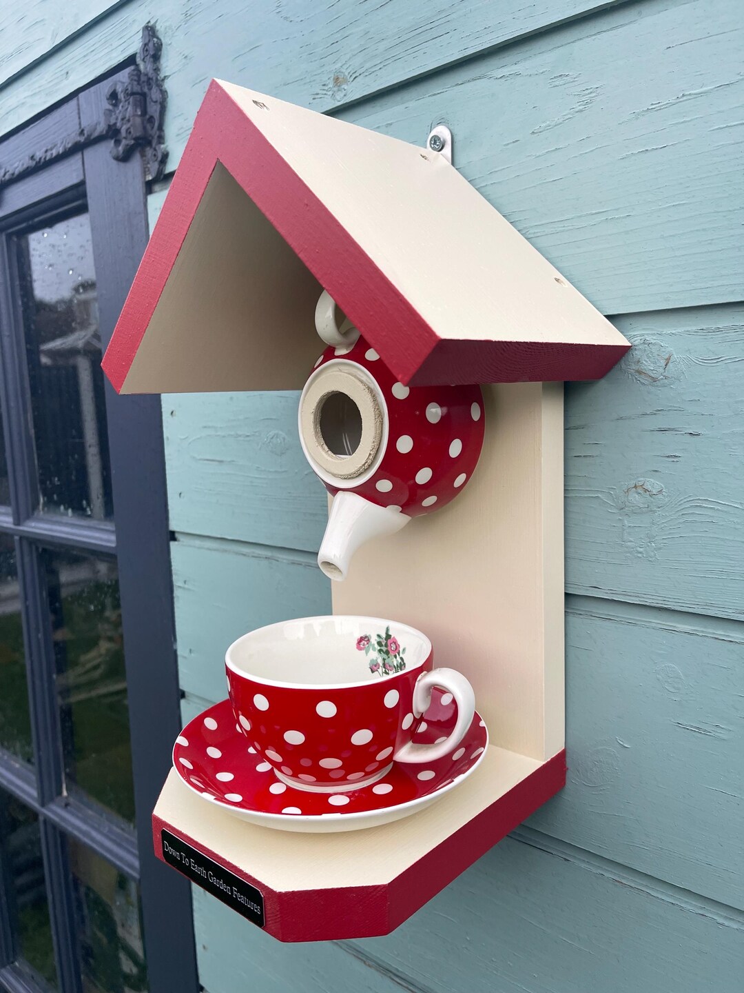 Spotty Teapot Set Garden Feature Bird Feeder - Etsy