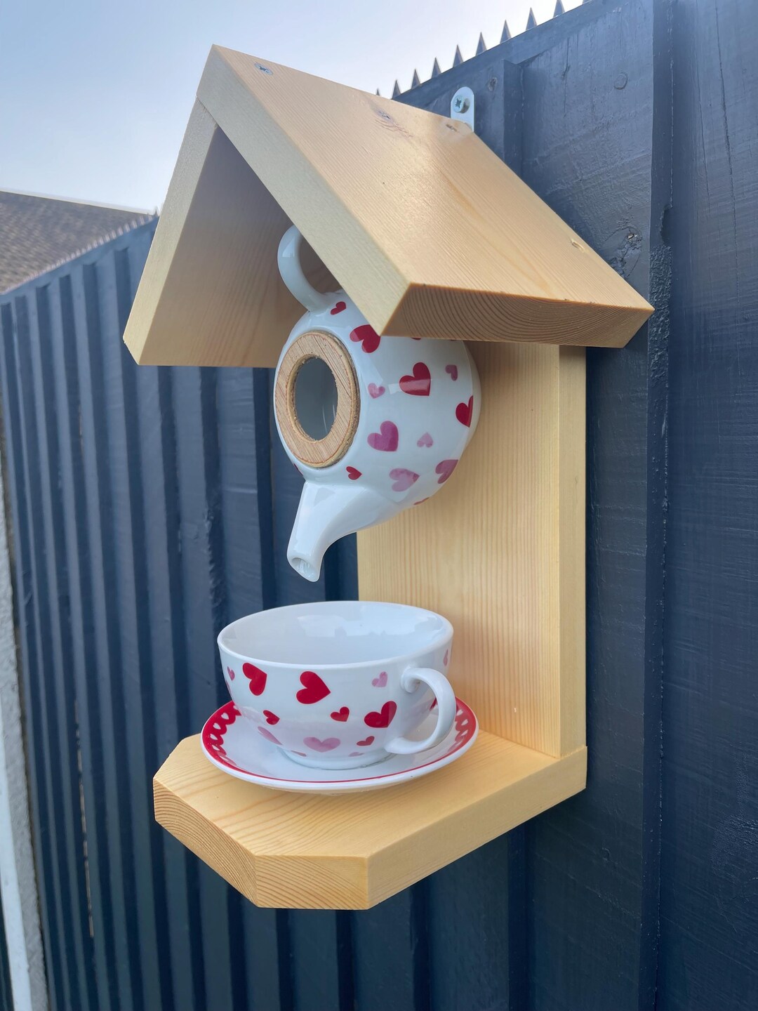 Heart Themed Teapot Set Garden Feature Bird Feeder - Etsy