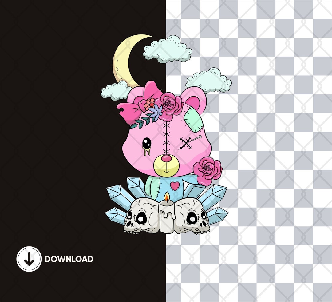 Creepy Evil Teddy Bear Png DTF Designs. Kawaii Teddy Bear Horror Png ...