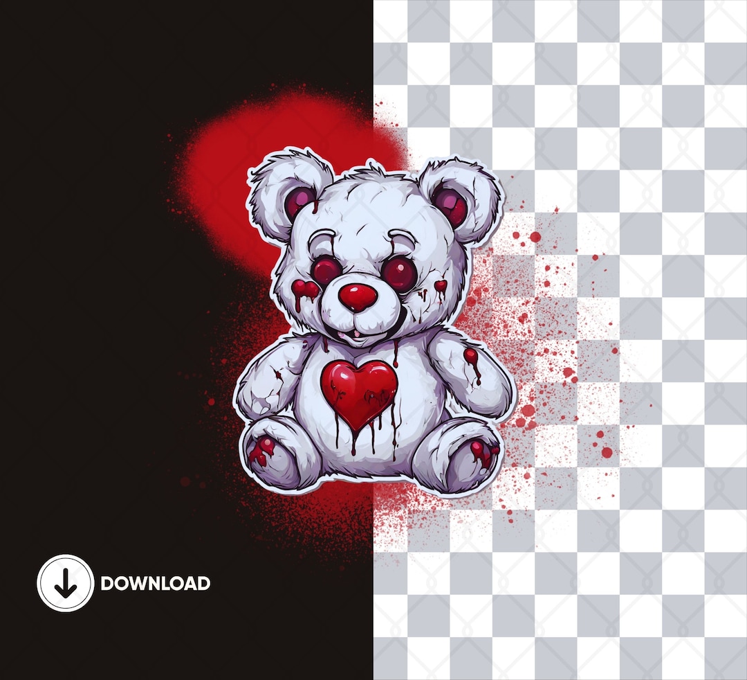 Voodoo Evil Teddy Bear Png DTF Designs. Bear Horror Png Design. T Shirt ...