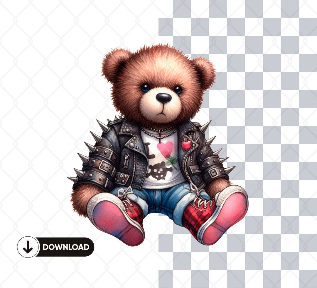Punk Teddy Bear Png for Colorful Sublimate Design. Png for Shirt ...