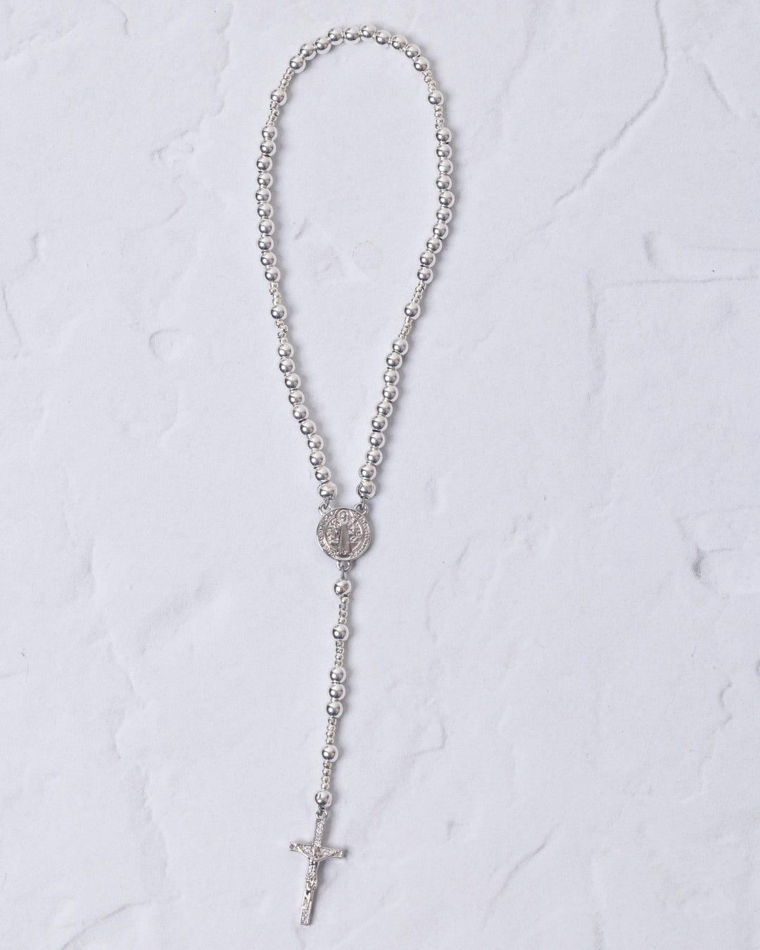 Mini White Gold Pocket Rosary | Miniature Silver Catholic Rosary - Etsy