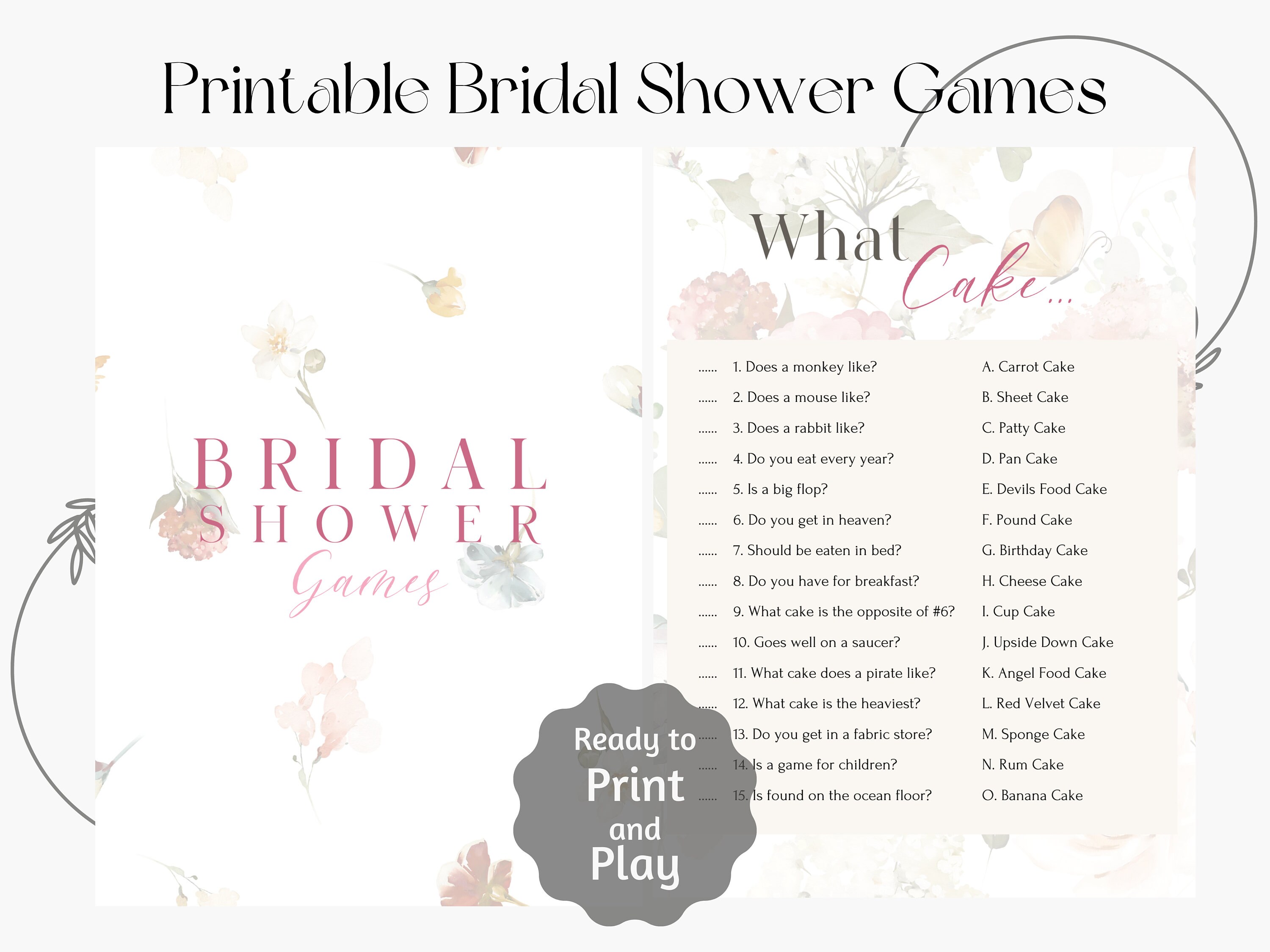 Elegant Bridal Shower Games Printable 14 Fun Bachelorette - Etsy