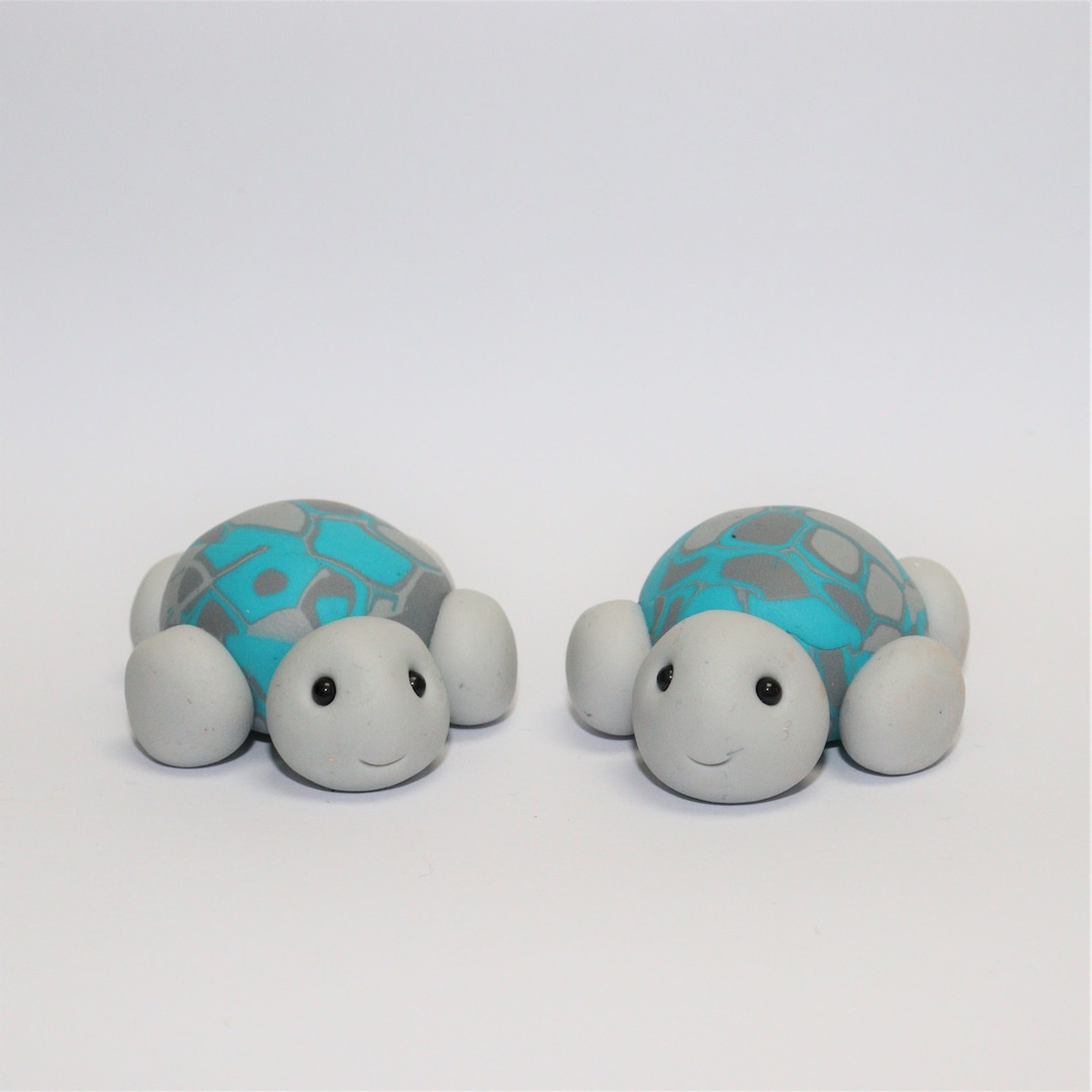 Turquoise Blue/greys Fidget Turtle Polymer Clay fimo Fidget/ornament ...