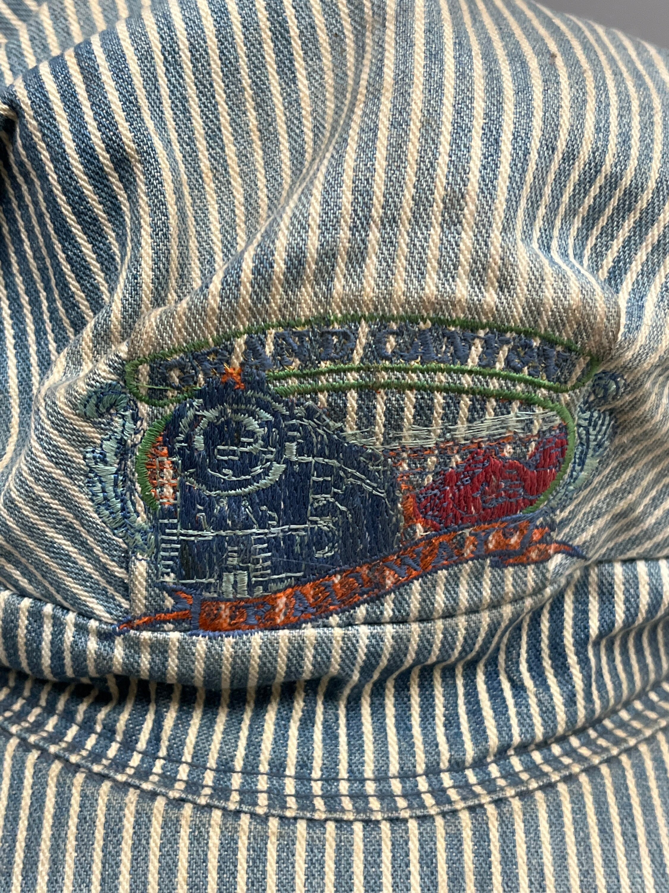 Vintage Grand Canyon Railway Logo Cap Snapback Hat Blue Stripes - Etsy