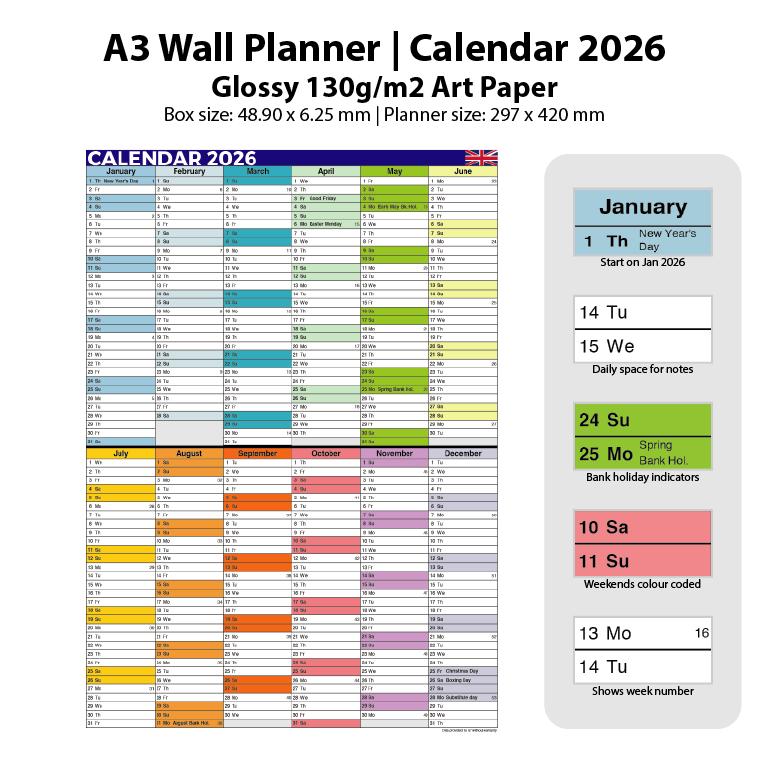 2026 Rainbow Home, Family, Office, Work, School Wall Calendar: Modern ...