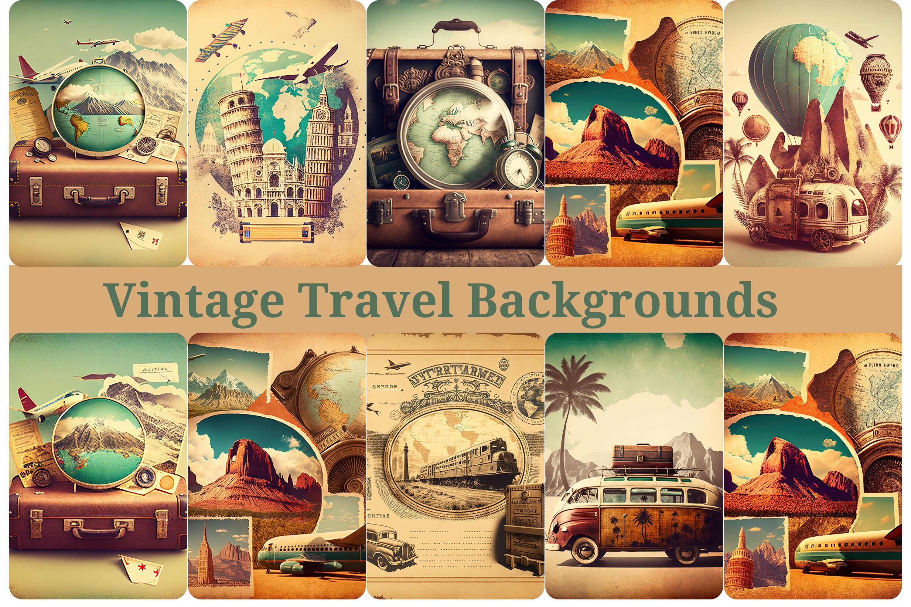 Vintage Travel Backgrounds - Etsy
