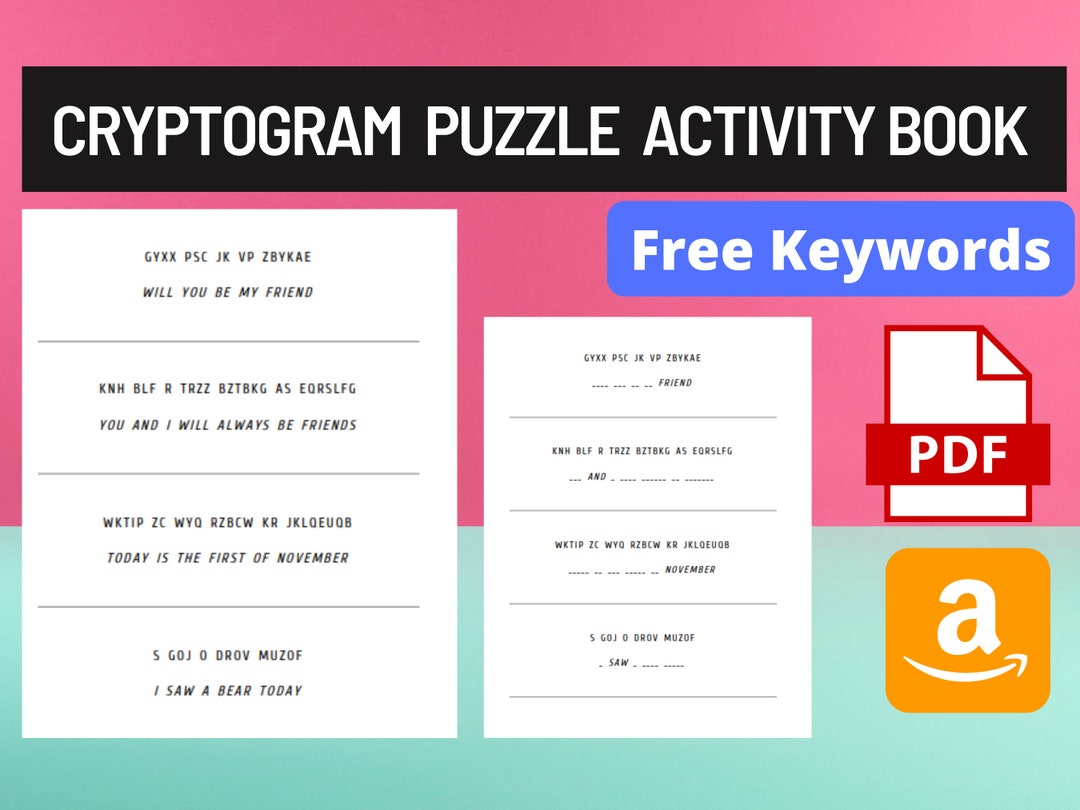 Cryptogram Puzzle Activity Book - Etsy