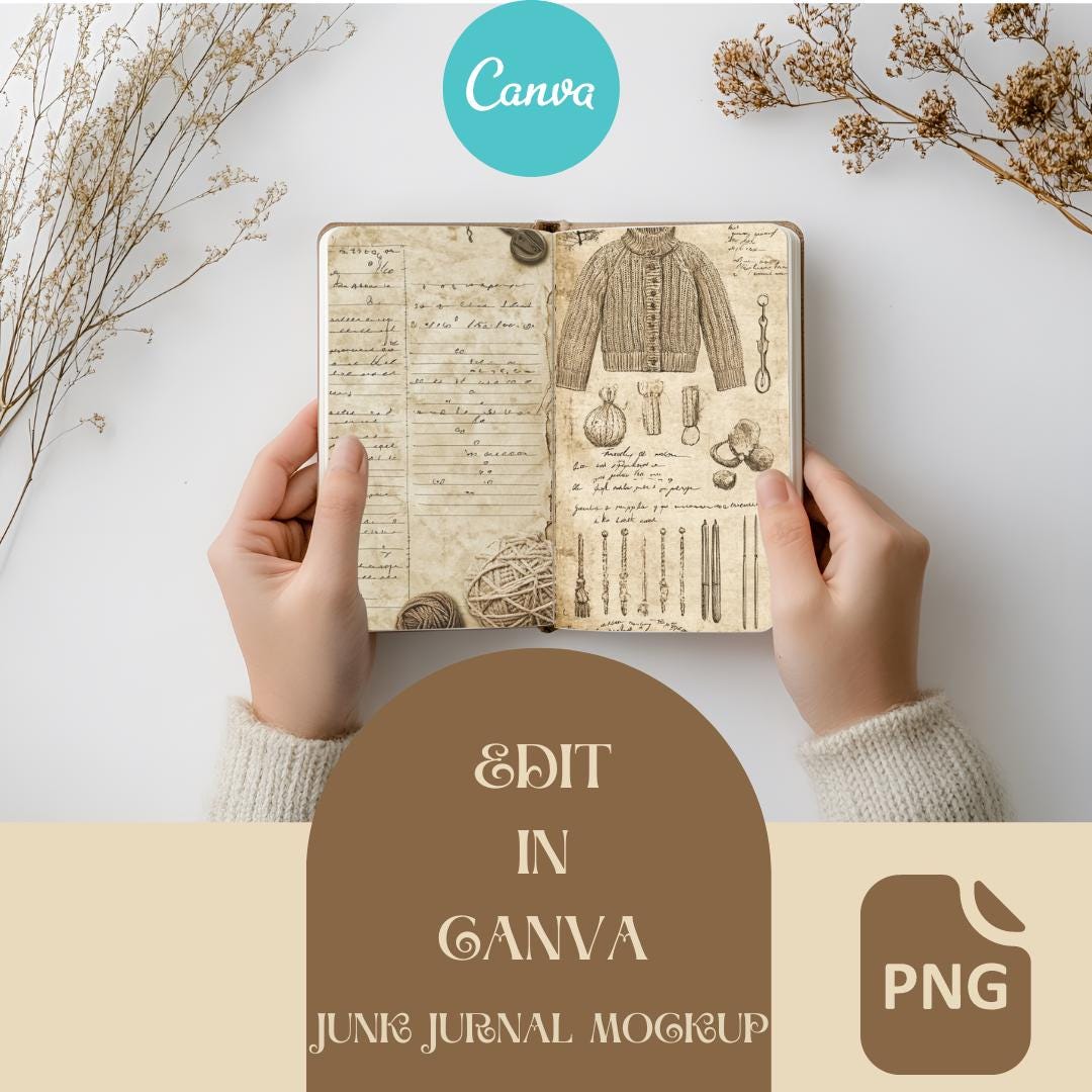 Vintage Junk Journal Pages Mockup With Ephemera, Scrapbooking & Altered ...