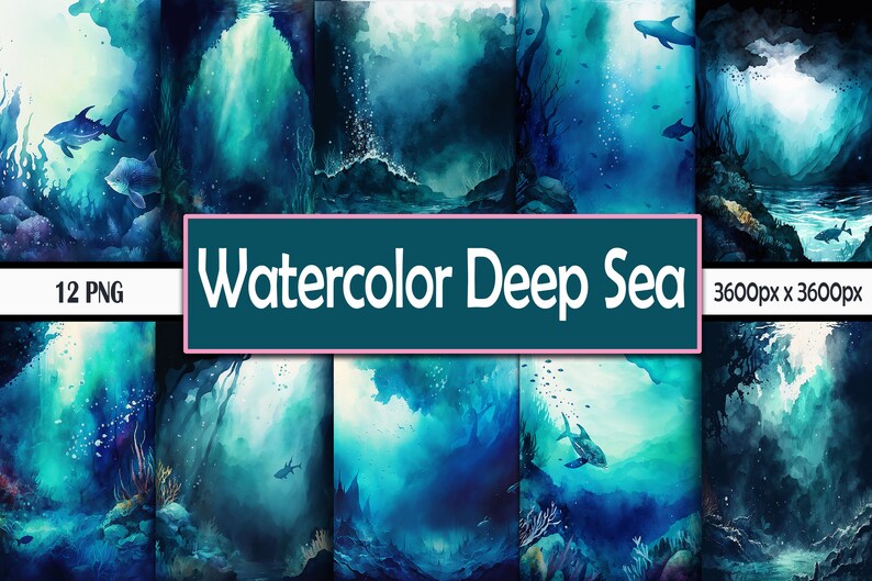 Watercolor Deep Sea Backgrounds - Etsy