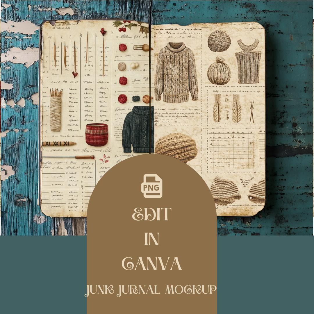 Junk Journal Pages Mockup: Open, Tattered Art Diary With Altered Book ...