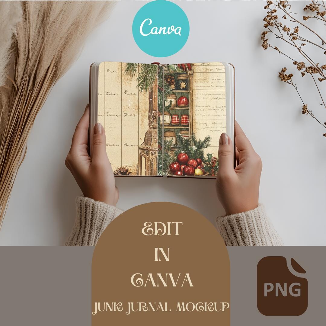 Junk Journal Pages Mockup: Open, Tattered Art Diary With Altered Book ...