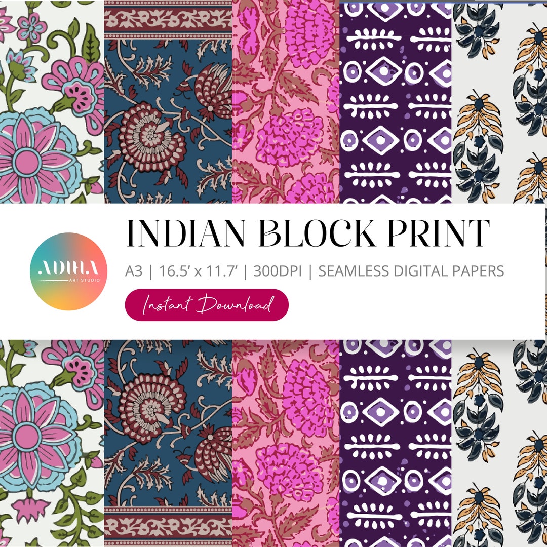 Indian Block Print Set 3 | Seamless Pattern | Digital Download ...