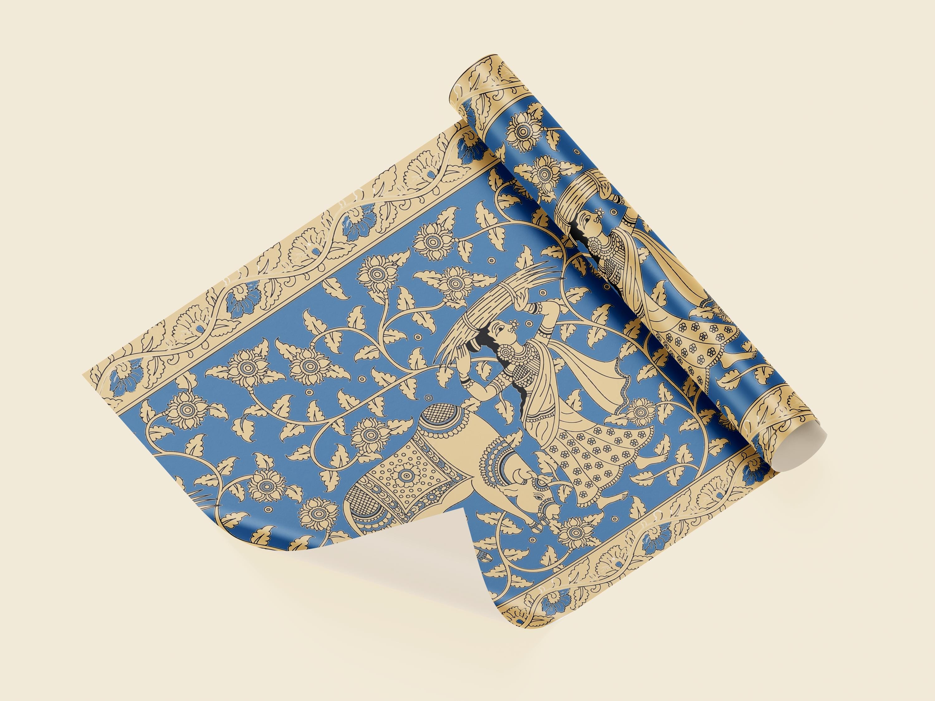 Indian Kalamkari Print Digital Paper Folk Art Seamless Pattern Digital ...