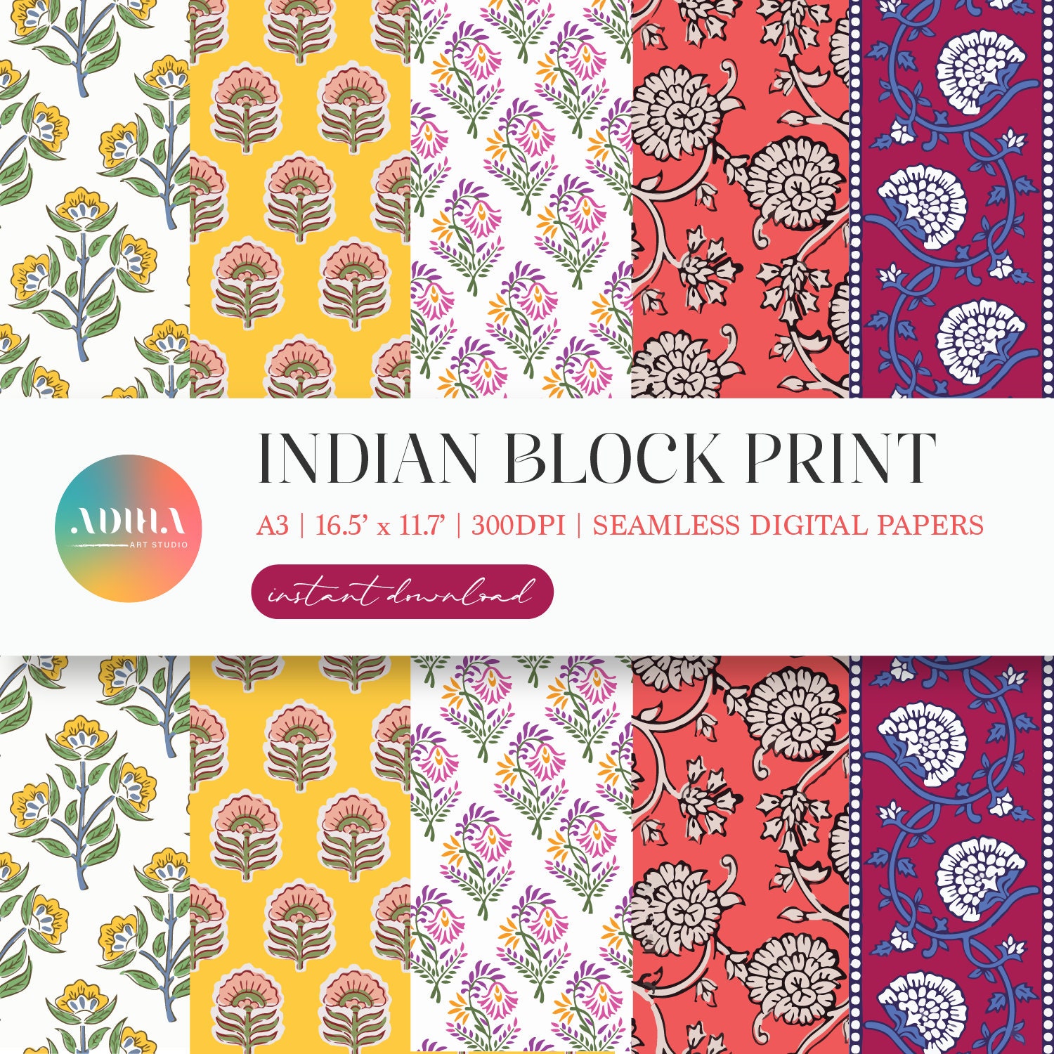 Indian Print Digital Paper Seamless Pattern Digital - Etsy