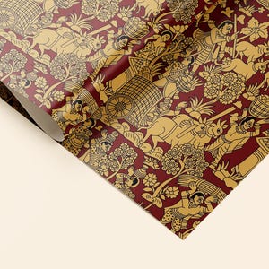 Indian Kalamkari Print Digital Paper Folk Art Seamless Pattern Digital ...