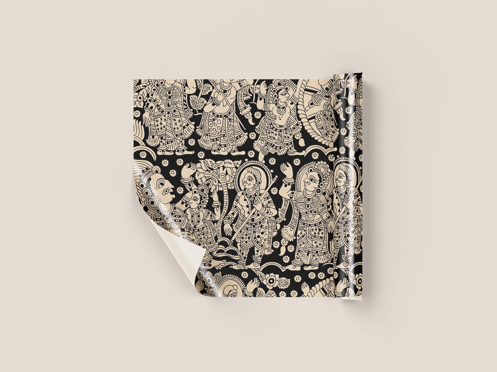 Indian Kalamkari Print Digital Paper Folk Art Seamless Pattern Digital ...