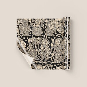 Indian Kalamkari Print Digital Paper Folk Art Seamless Pattern Digital ...