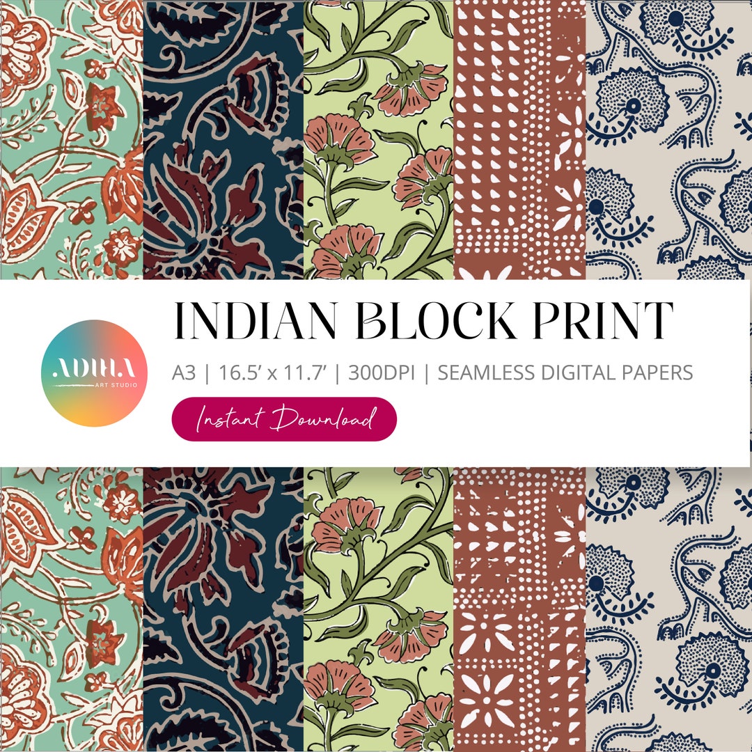Indian Block Print Set 2 | Seamless Pattern | Digital Download ...