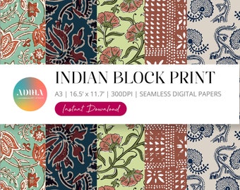 Indian Print Digital Paper Seamless Pattern Digital Download Scrapbook ...