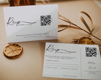Minimal Square Wedding Rsvp QR Code Card Template, Modern QR Code ...