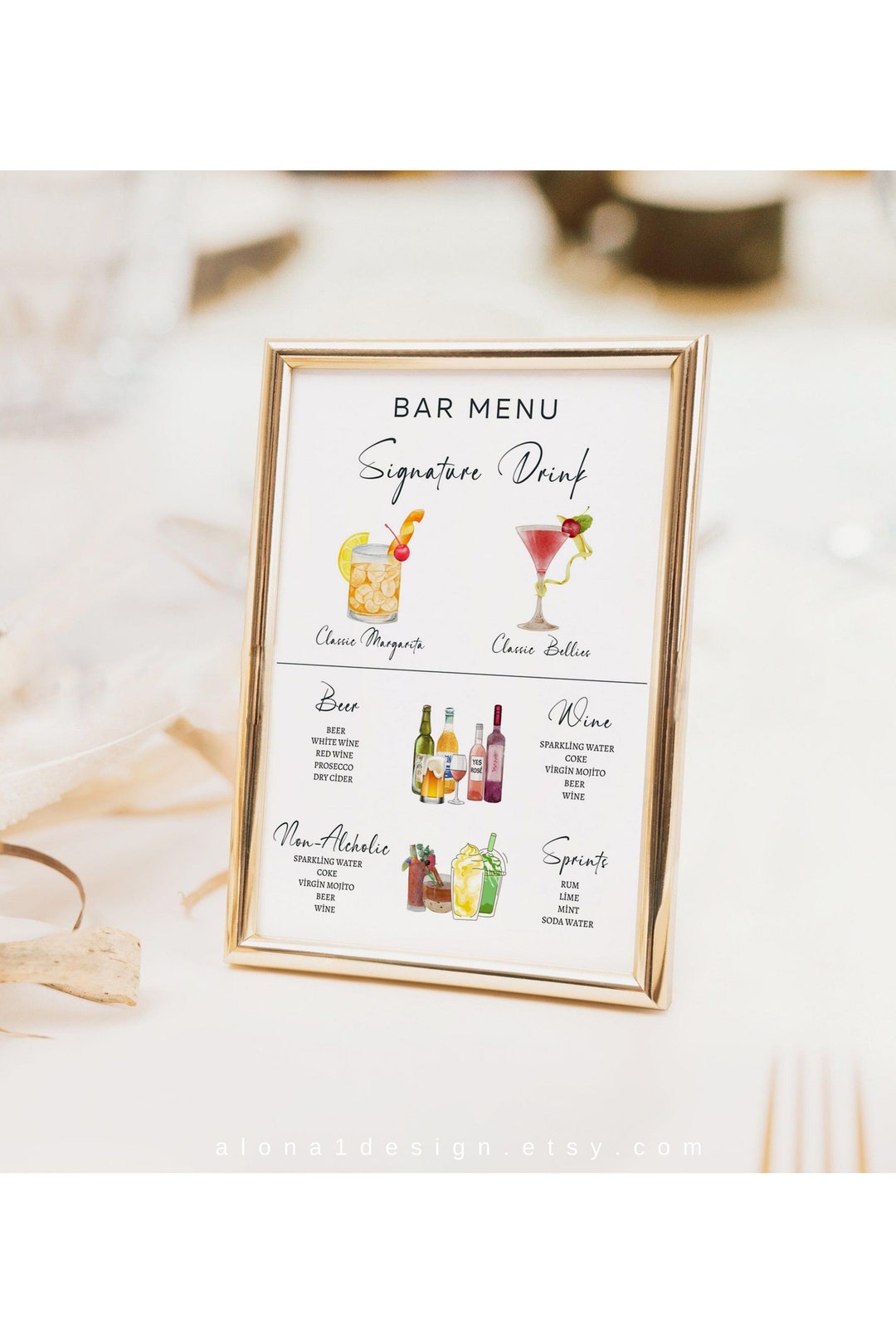 Bar Menu Template, Modern Editable Drink Menu Template, Minimalist ...