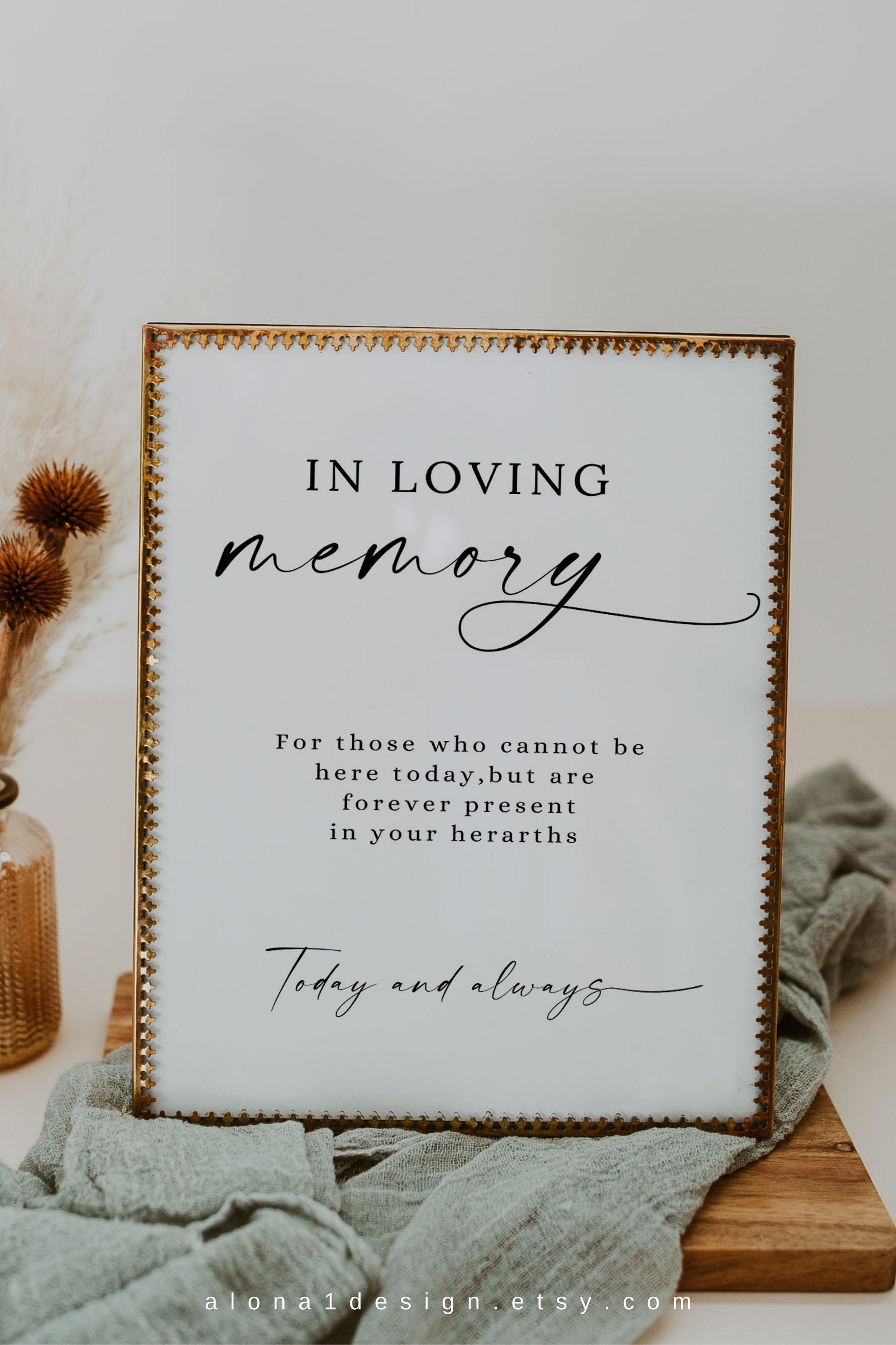 BLAIR in Loving Memory Sign Printable, Modern Forever in Our Hearts ...