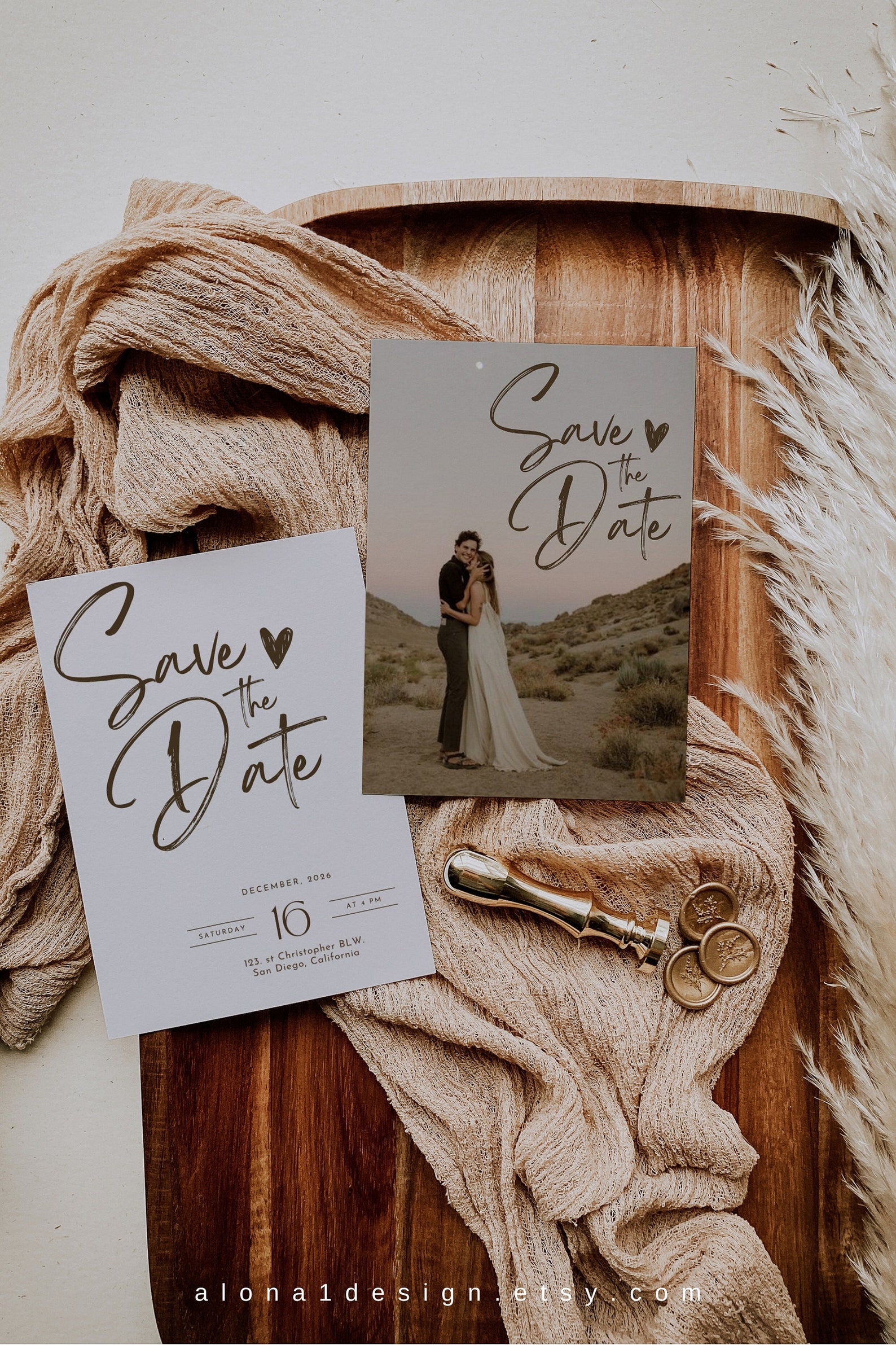 Modern Minimal Save the Date Template, Save the Date With Photo ...