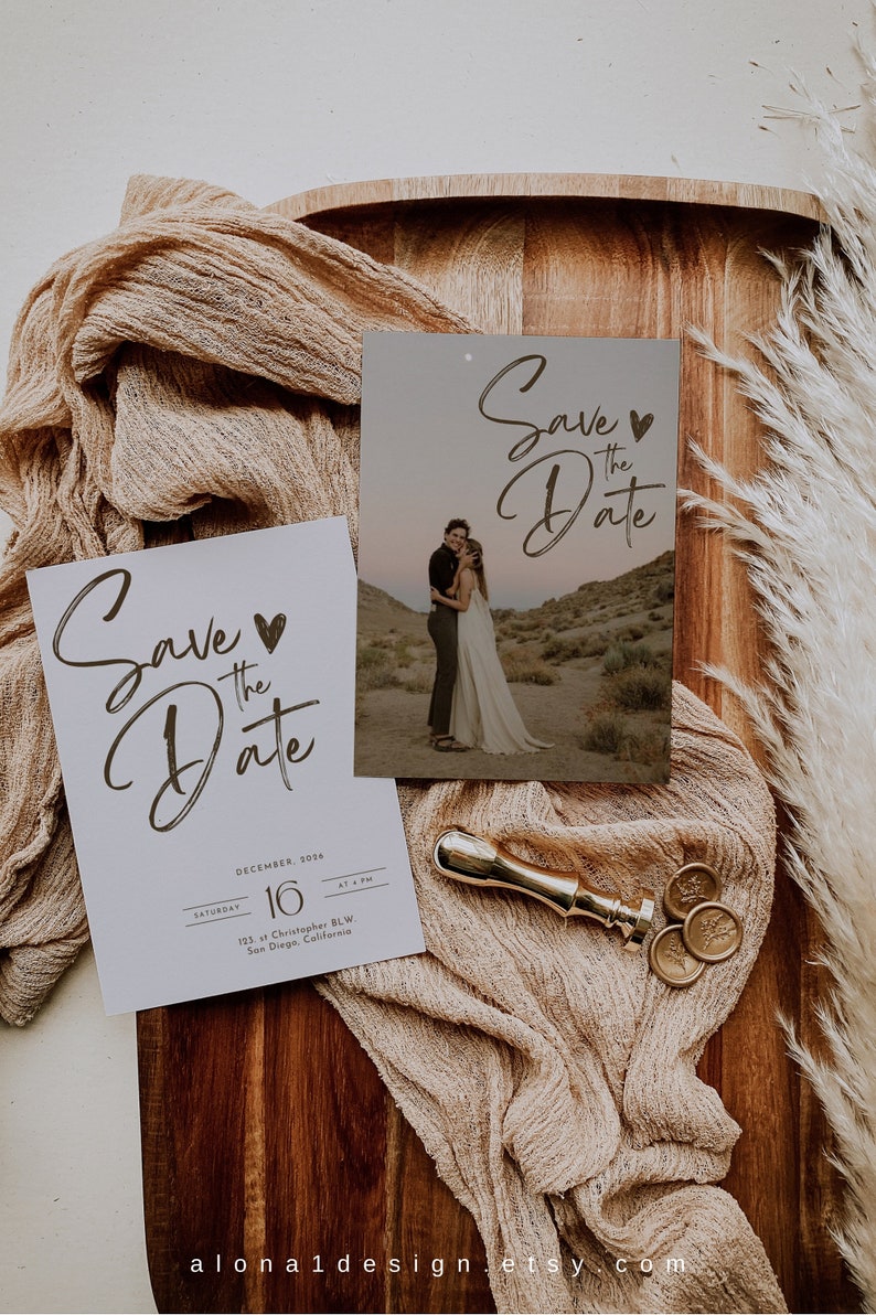 Modern Minimal Save the Date Template, Save the Date With Photo ...